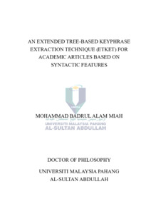 An extended tree-based keyphrase extraction technique (etket) for academic articles based on ...